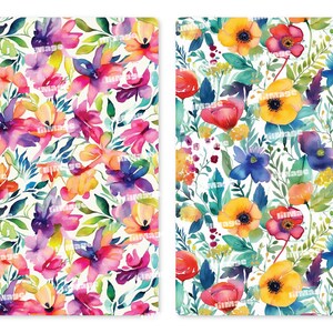 Floral Digital Paper, Watercolor Flowers, Seamless Pattern, Digital ...