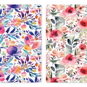 Floral Digital Paper, Watercolor Flowers, Seamless Pattern, Digital ...