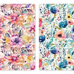 Floral Digital Paper, Watercolor Flowers, Seamless Pattern, Digital ...