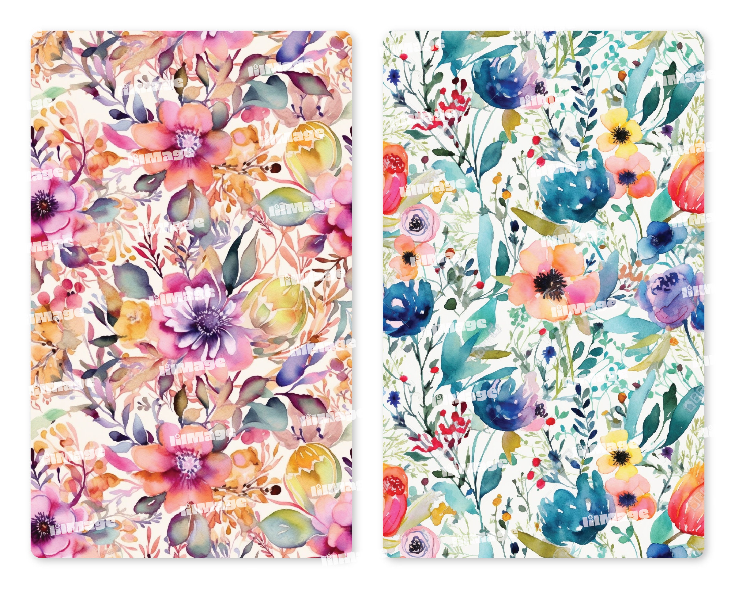 Floral Digital Paper, Watercolor Flowers, Seamless Pattern, Digital ...