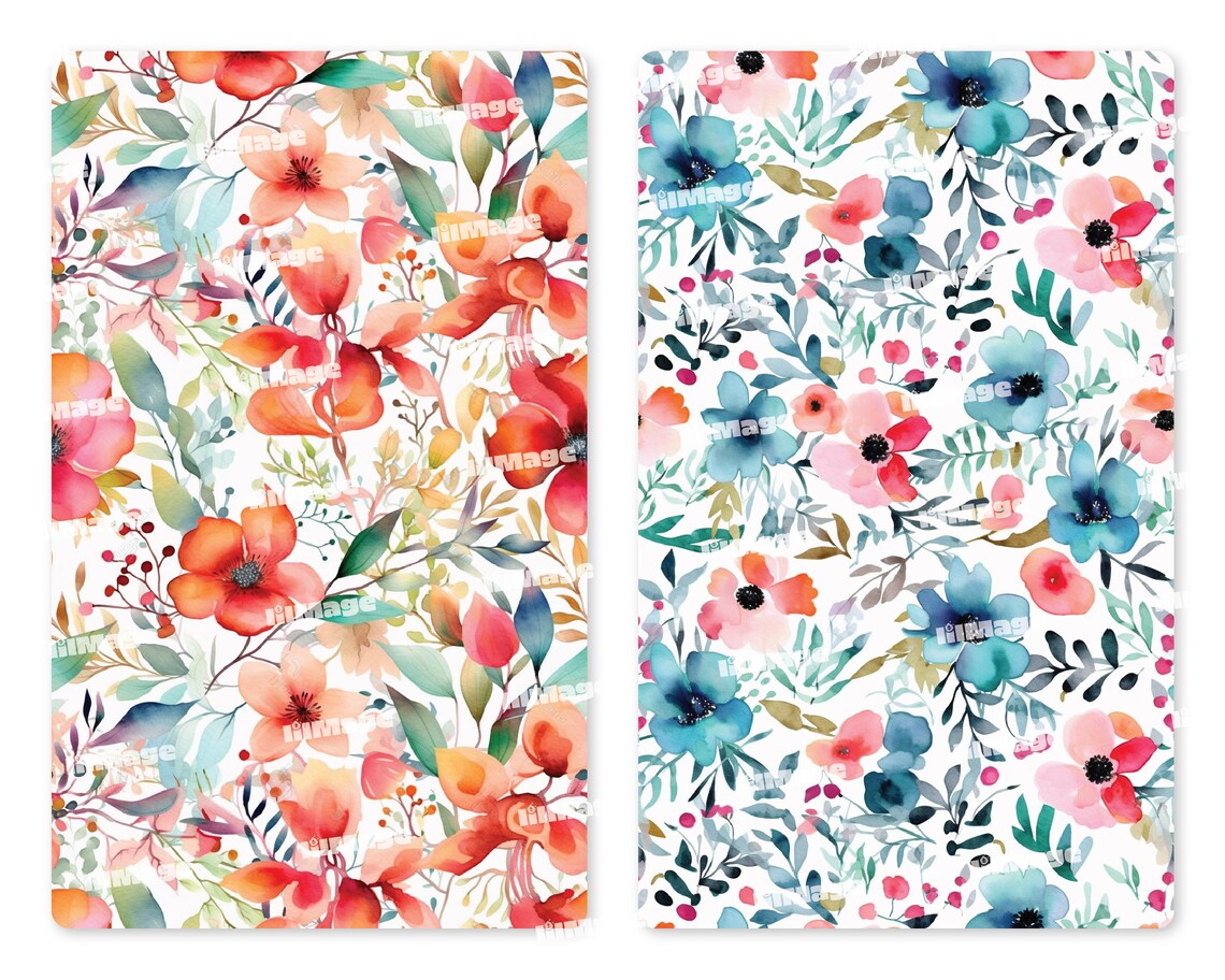 Floral Digital Paper Watercolor Flowers Seamless Pattern - Etsy