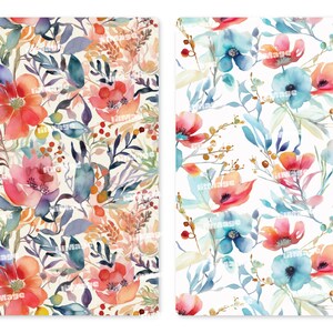 Floral Digital Paper, Watercolor Flowers, Seamless Pattern, Digital ...