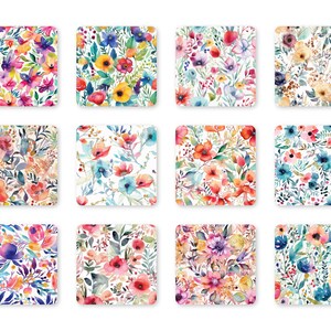 Floral Digital Paper, Watercolor Flowers, Seamless Pattern, Digital ...