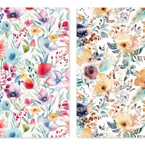 Floral Digital Paper, Watercolor Flowers, Seamless Pattern, Digital ...