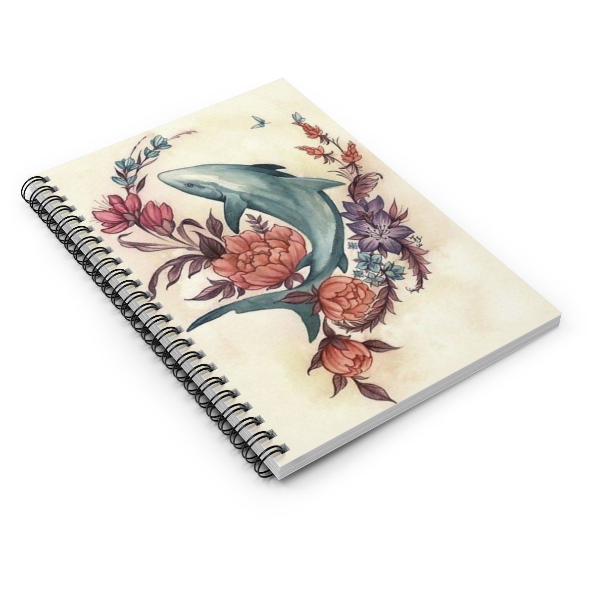 Floral Shark Spiral Notebook Ruled Line - Etsy