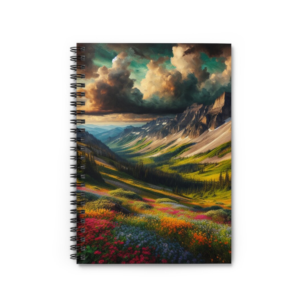 Mountain Scape spiral Notebook Ruled Line - Etsy