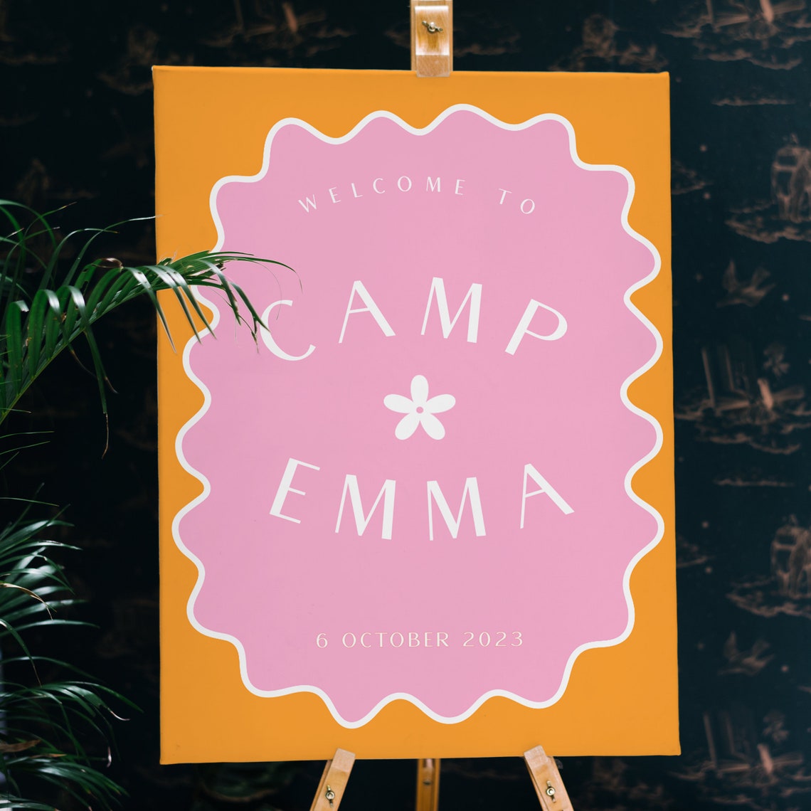Wavy Camp Welcome Sign | Event Sign | Hens Party Signage | Birthday ...