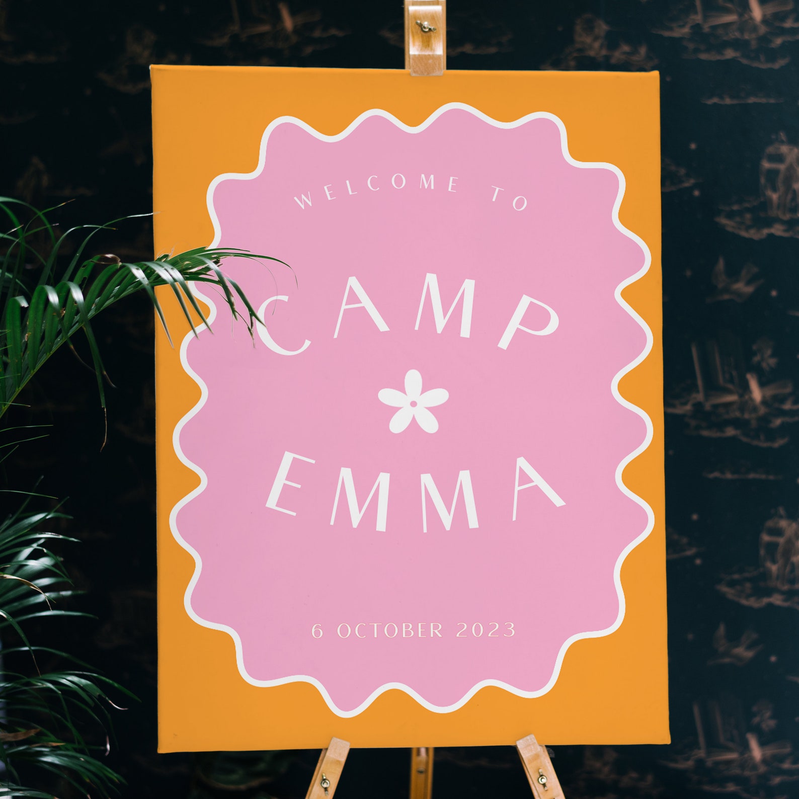 Wavy Camp Welcome Sign | Event Sign | Hens Party Signage | Birthday ...