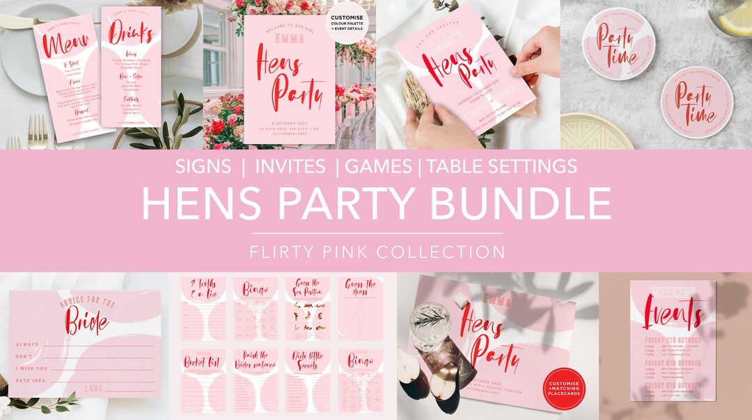 Flirty Pink Hen's Party Bundle Bachelorette Bundle - Etsy