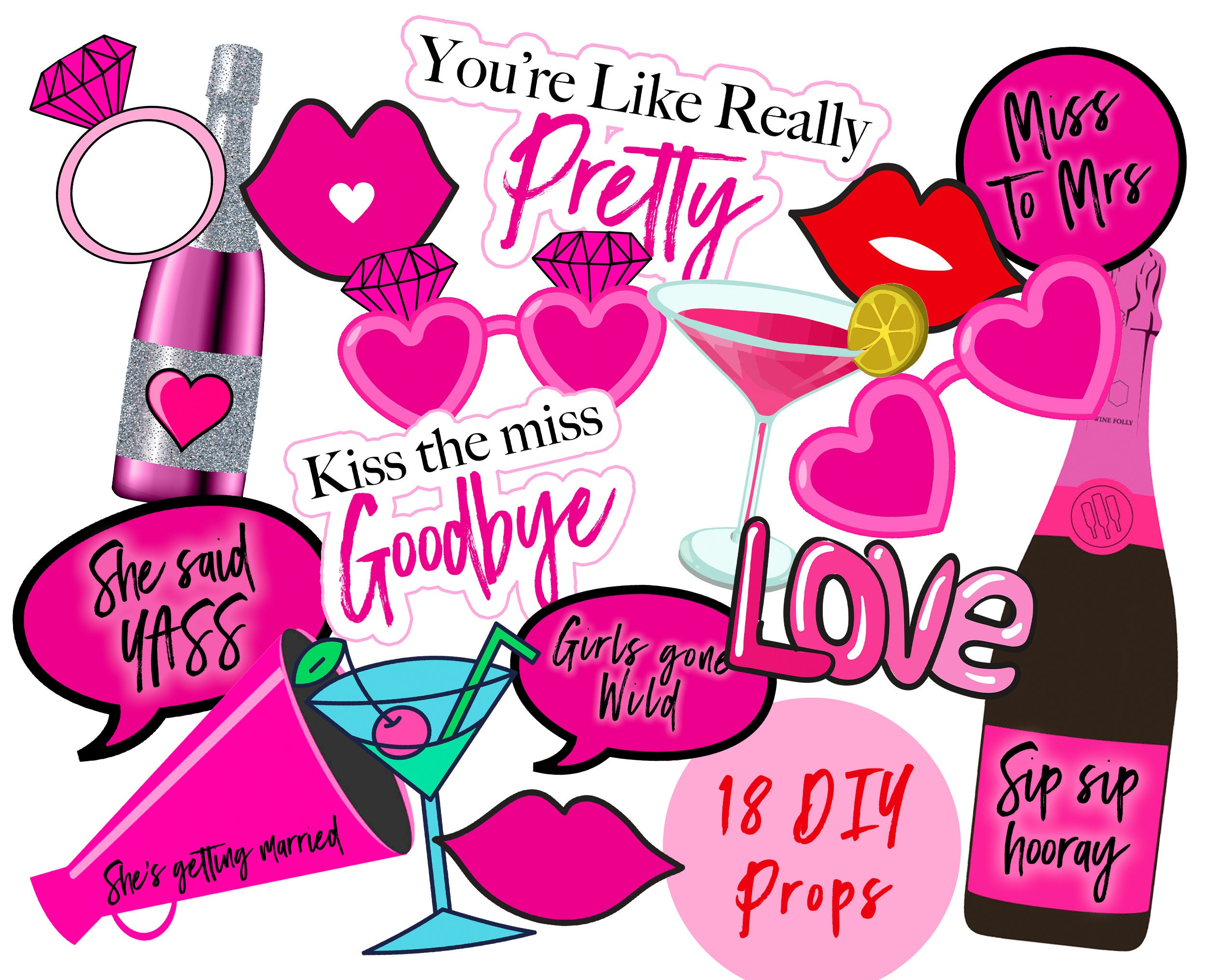 Photo Booth Props | Hen's Night Photo Booth Props | Bachelorette Party ...