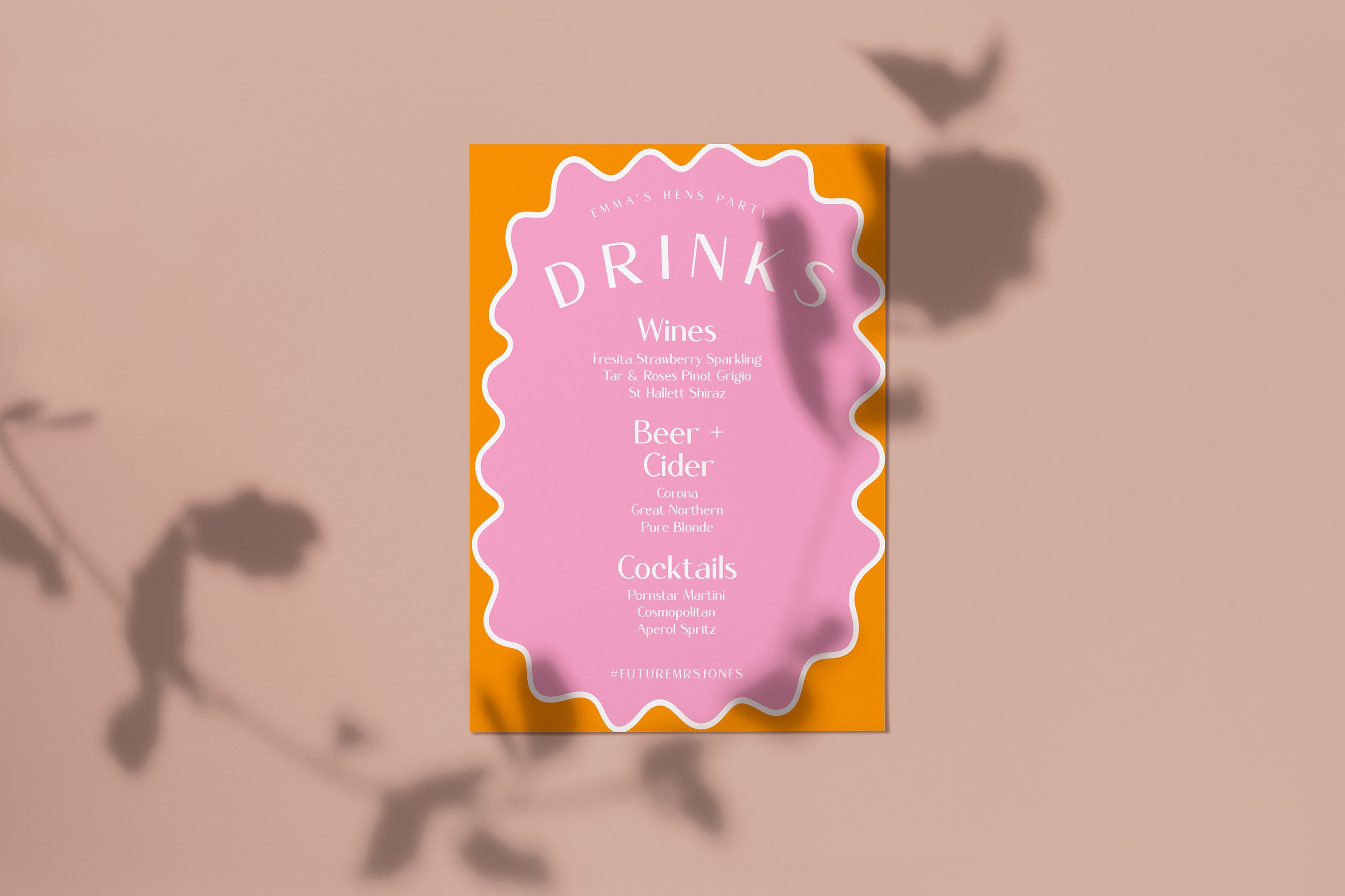 Hen's Party Drink Menu Template Camp Drink Menu's Printable ...