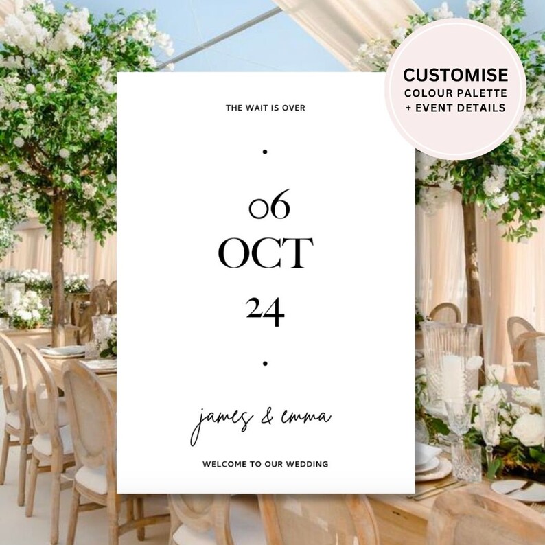 Customise - Date Welcome Sign | Wedding Sign | Wedding Stationary ...