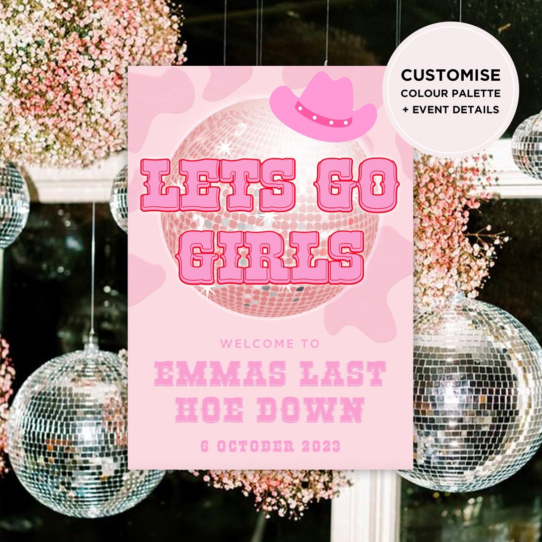 Disco Cowgirl Hen's Party Welcome Sign | Wedding Sign | Hens Party ...