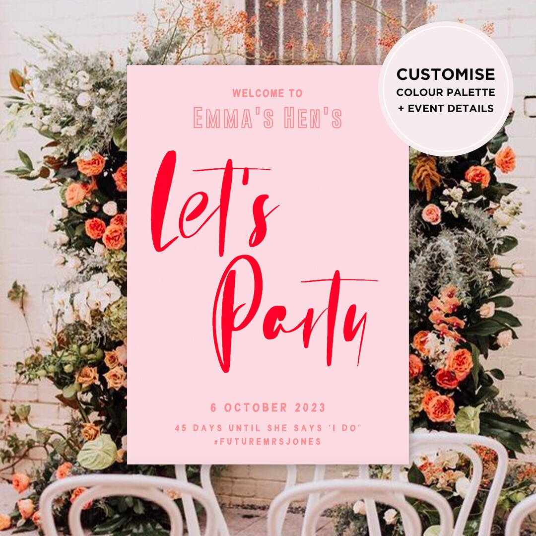 Hen's Party Welcome Sign | Let's Party | Wedding Sign | Hens Party ...