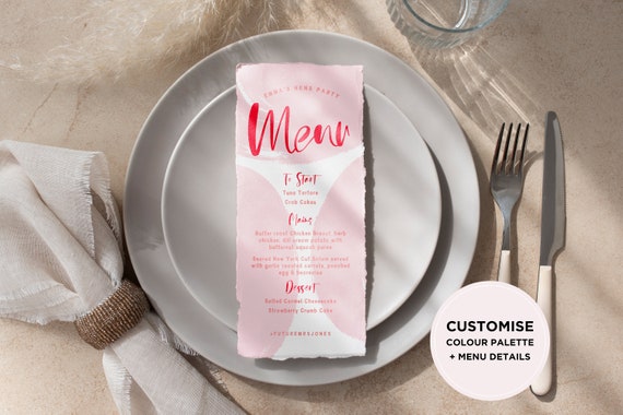Hen's Party Menu Template Modern Menu Printable - Etsy