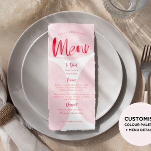 2 Hen's Party Menu Template | Modern Menu's | Printable Bachelorette ...