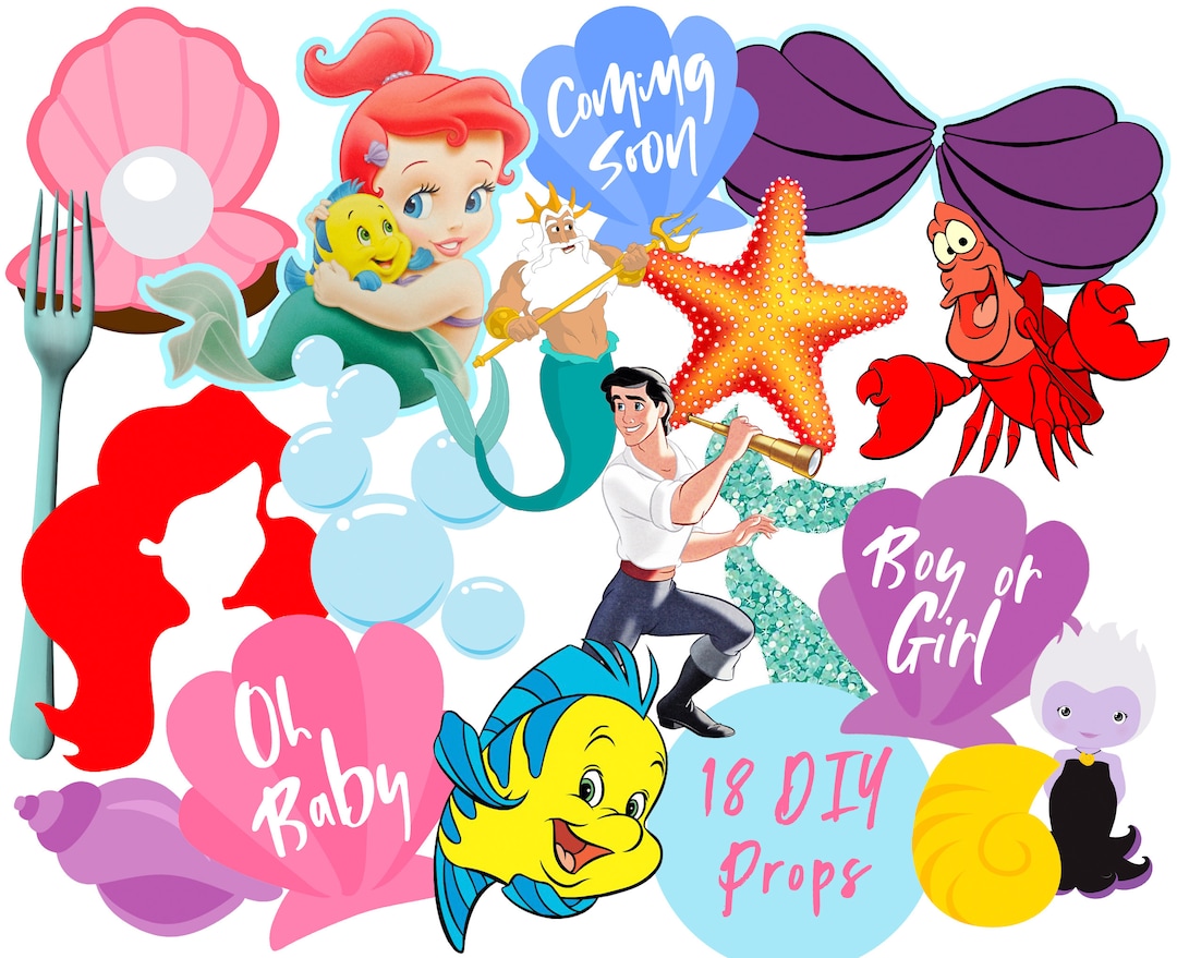 Photo Booth Props | Little Mermaid Photo Booth Props | Baby Shower ...