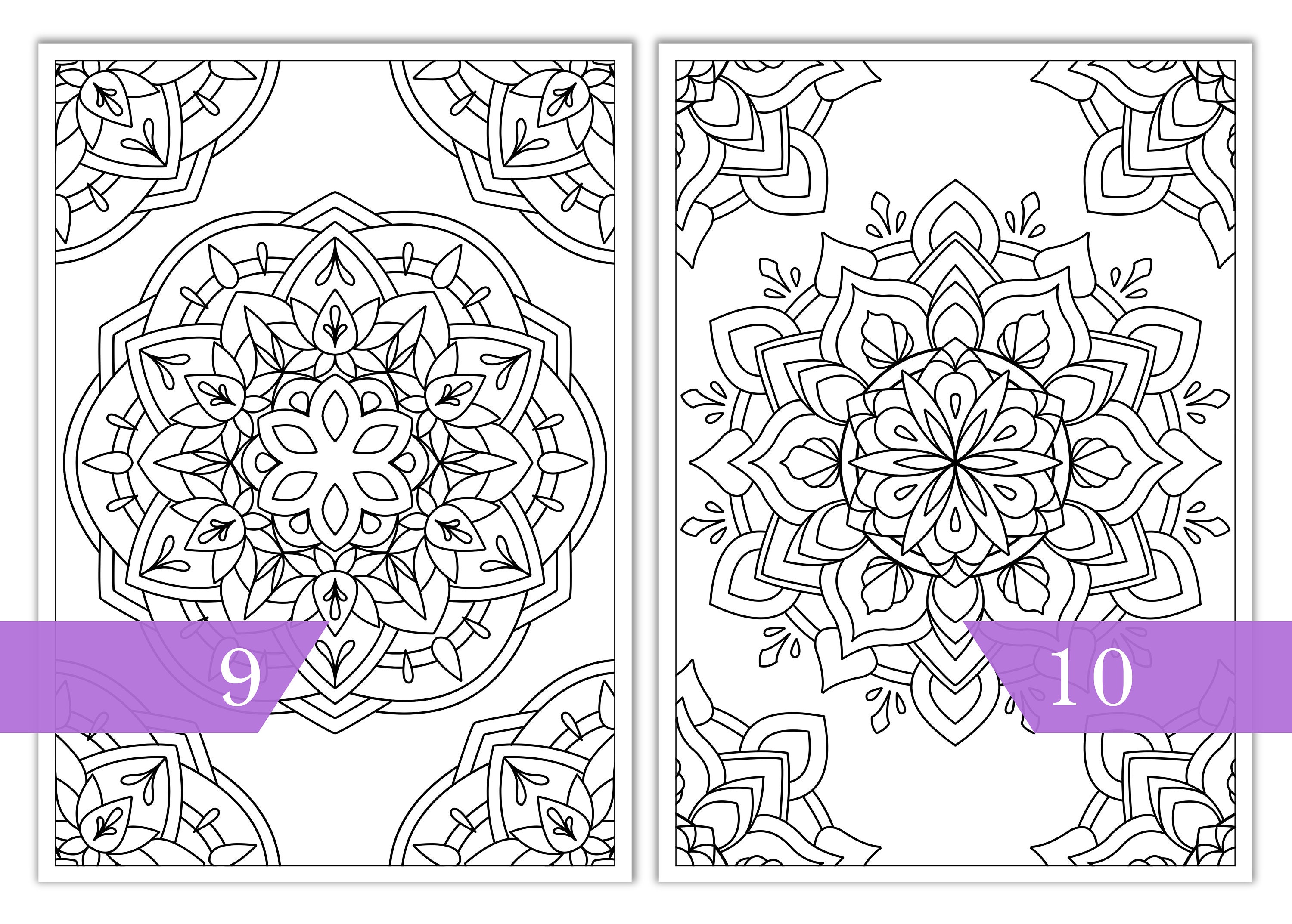 10 Mandala Pages PDF - Instant Download - Printable Adult Coloring Book ...