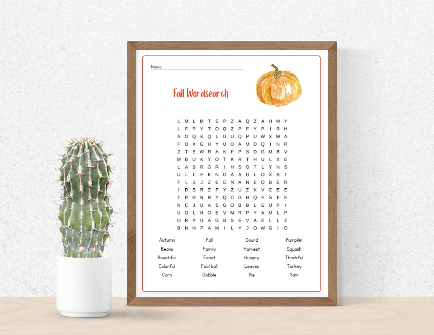Fall Word Search - Autumn Word Search - Fall Activity - Fall Games ...