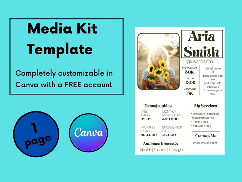 Media Kit Template|media Kit|media Kit Canva|media Kit Influencer|media ...