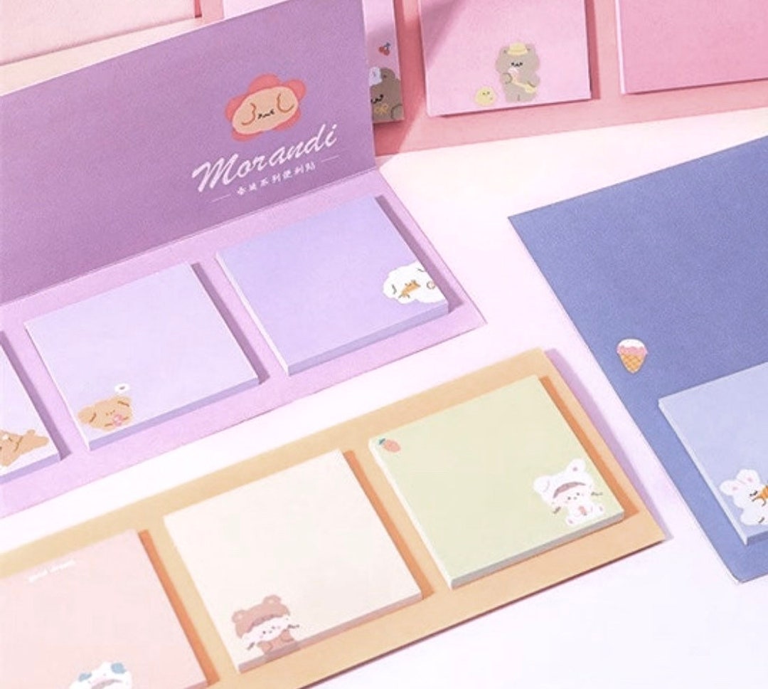 Sticky Notepad Set Pack Cute Cartoon Sticker Sheet Memo - Etsy