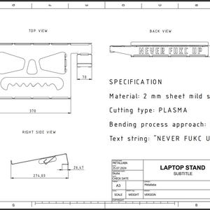 Laptop Stand With Sign, Diy Sheet Metal Laptop Stand Dxf Files ...