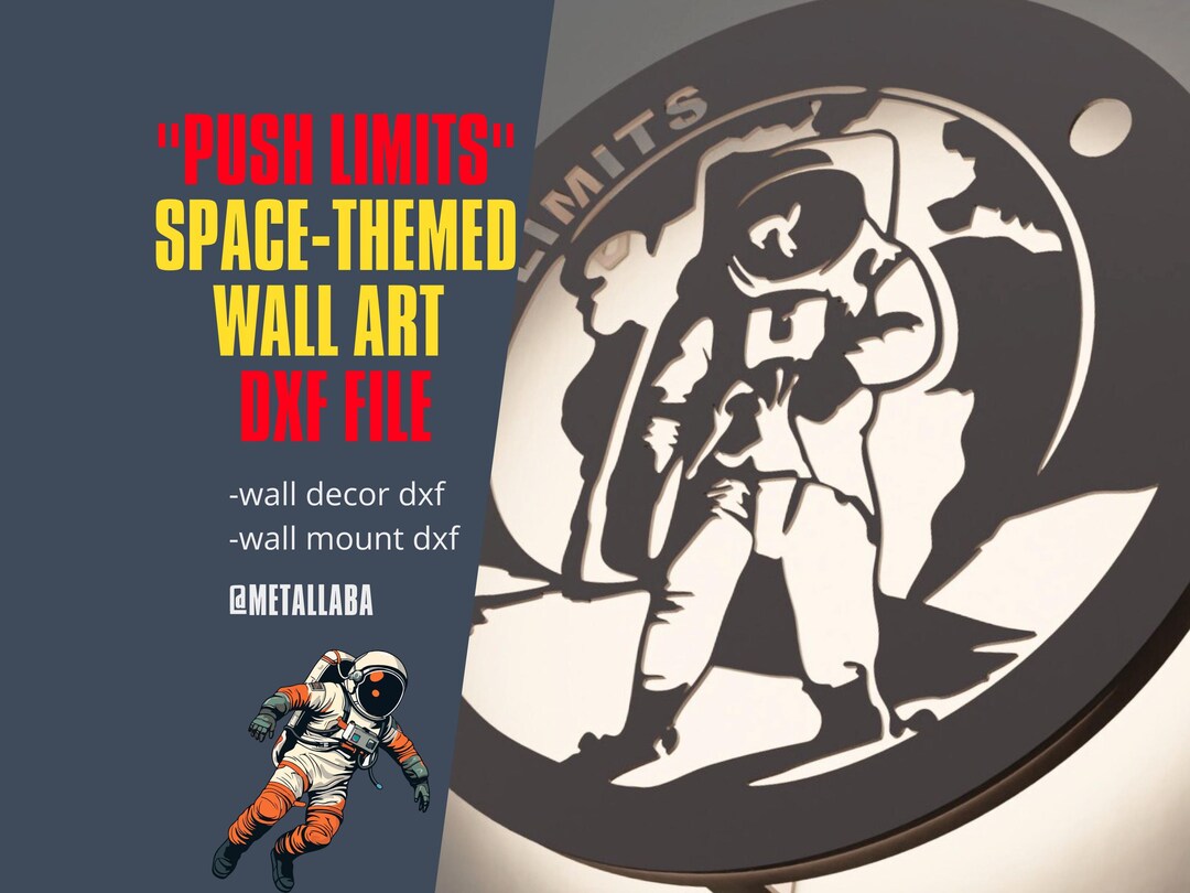 Astronaut on the Moon Wall Decor, Space-themed Wall Art DXF File ...