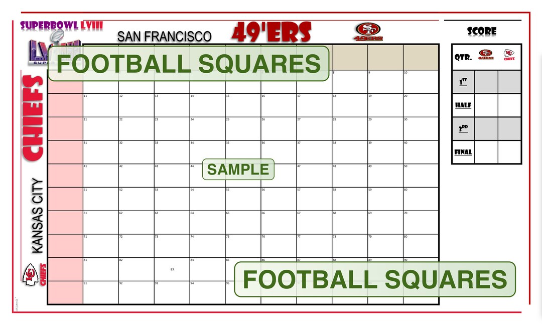 FOOTBALL SQUARES CHAMPIONSHIP - Etsy
