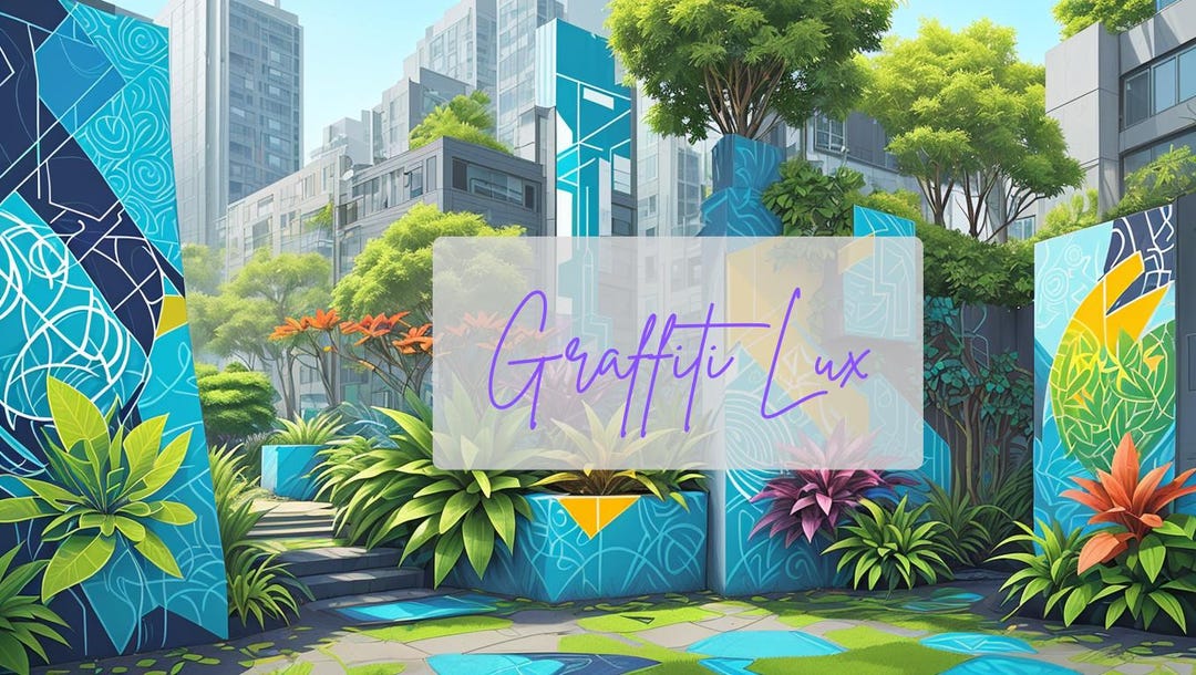 Urban Oasis Graffiti Lux Digital Wallpaper for PC, Computer - Etsy