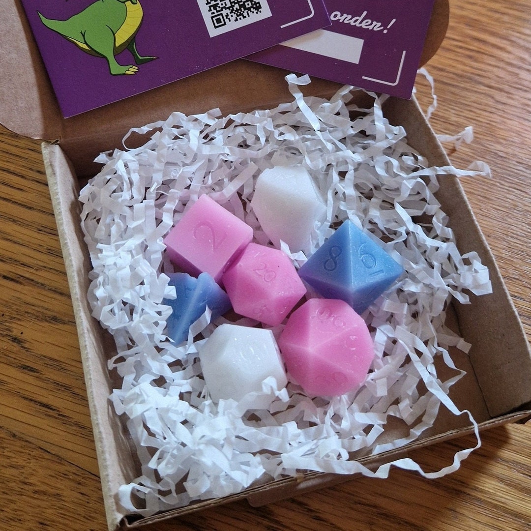 Pride DND Dice Set Wax Melts 7 Dice Set Blue and Pink Trans Pride Vegan ...