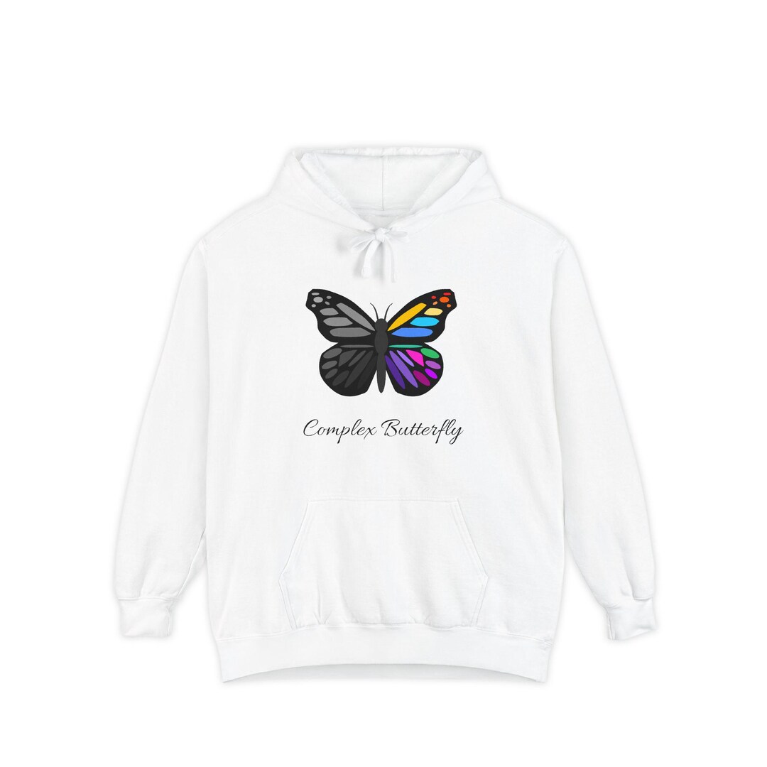 Rainbow Half Monarch Butterfly Hoodie | Complex Butterfly Text - Etsy