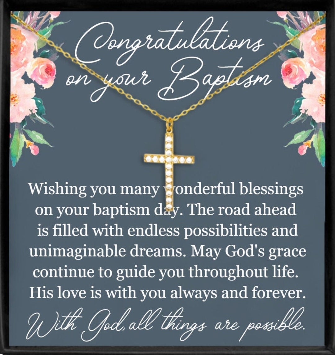 Congratulations on Your Baptism Message Card Necklace Gift for Her ...