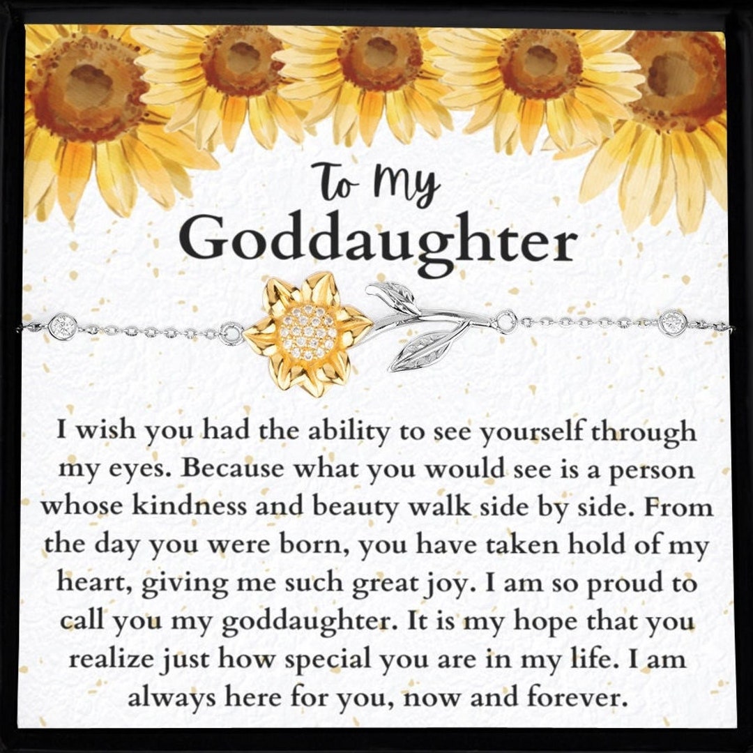 To My Goddaughter Message Card Sunflower Bracelet Gift for Her Sterling ...