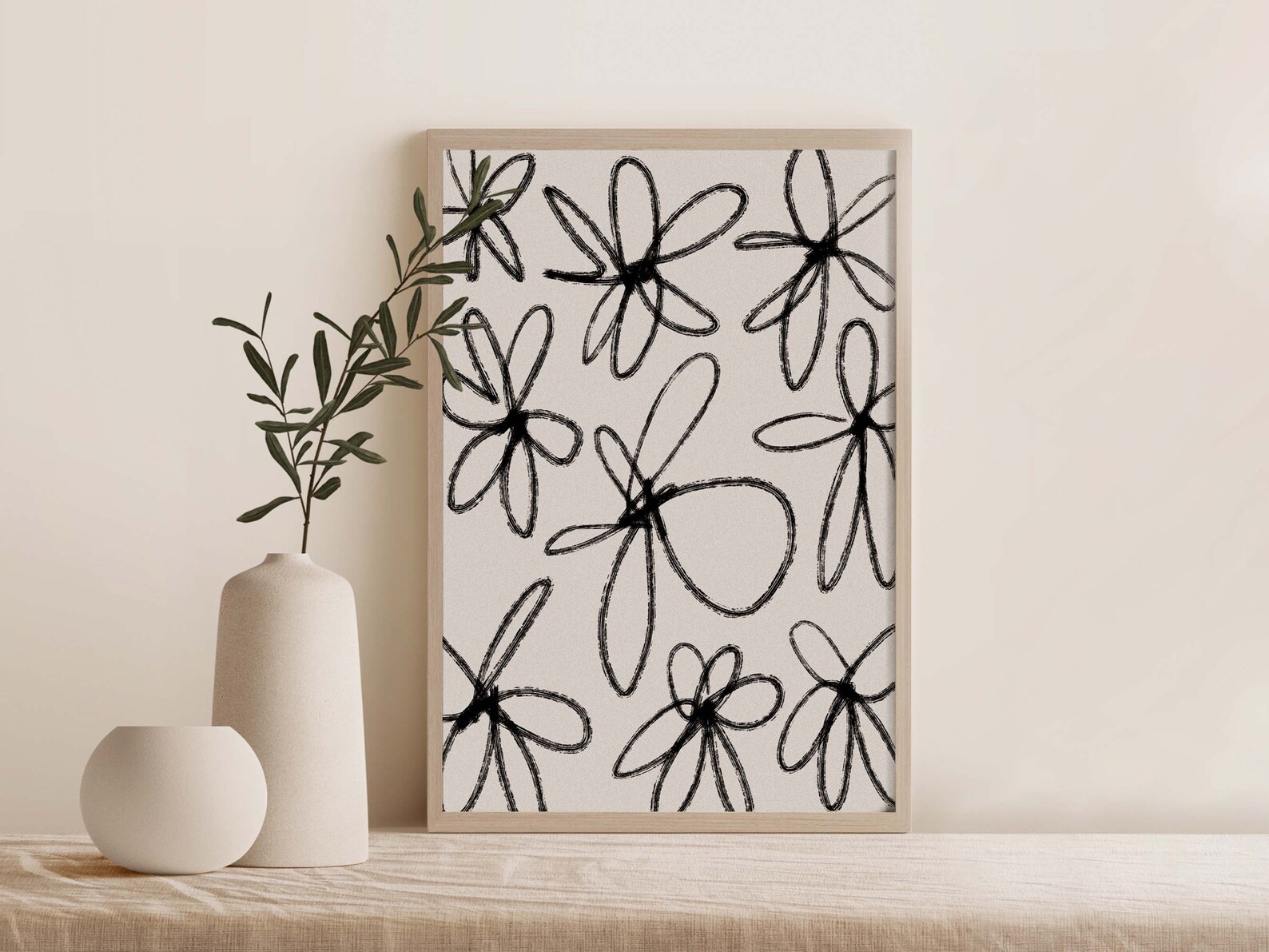 Black Abstract Flower Art Print Black and White Abstract Art - Etsy