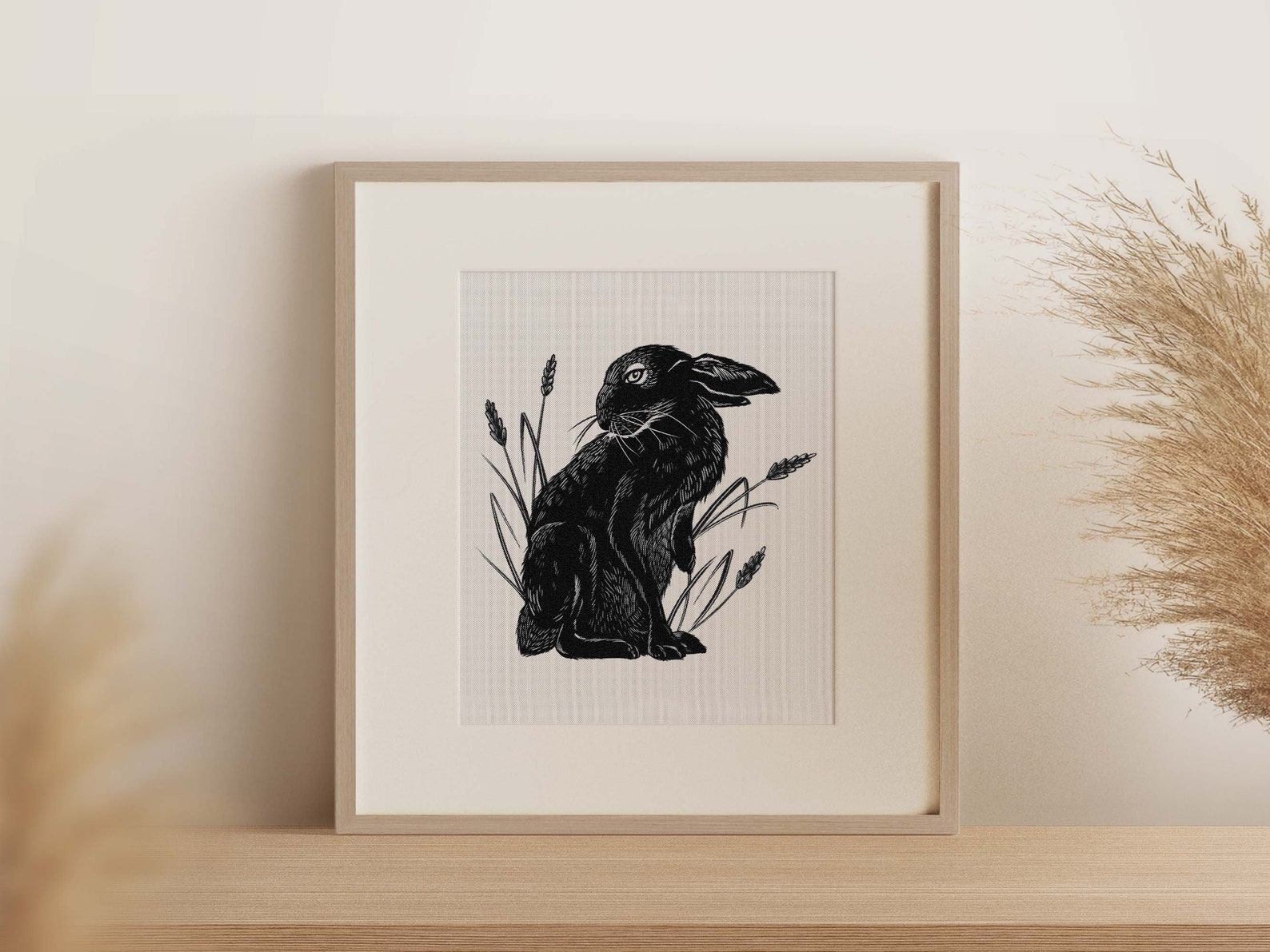 Rabbit Art Print, Black and White Illustration, Printable Art, Gallery ...