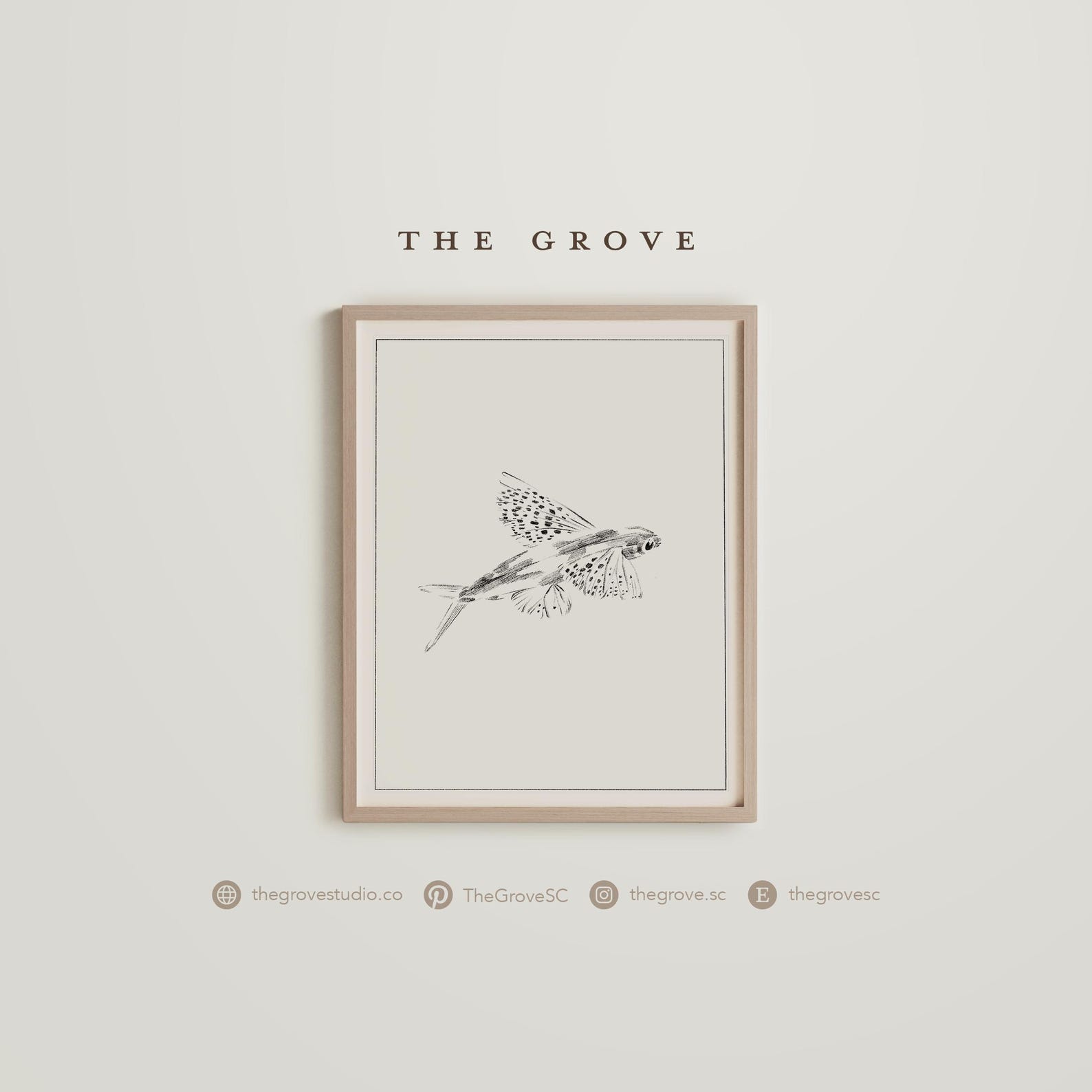 Flying Fish Graphite Sketch Wall Art & Illustrations in Three Colors ...
