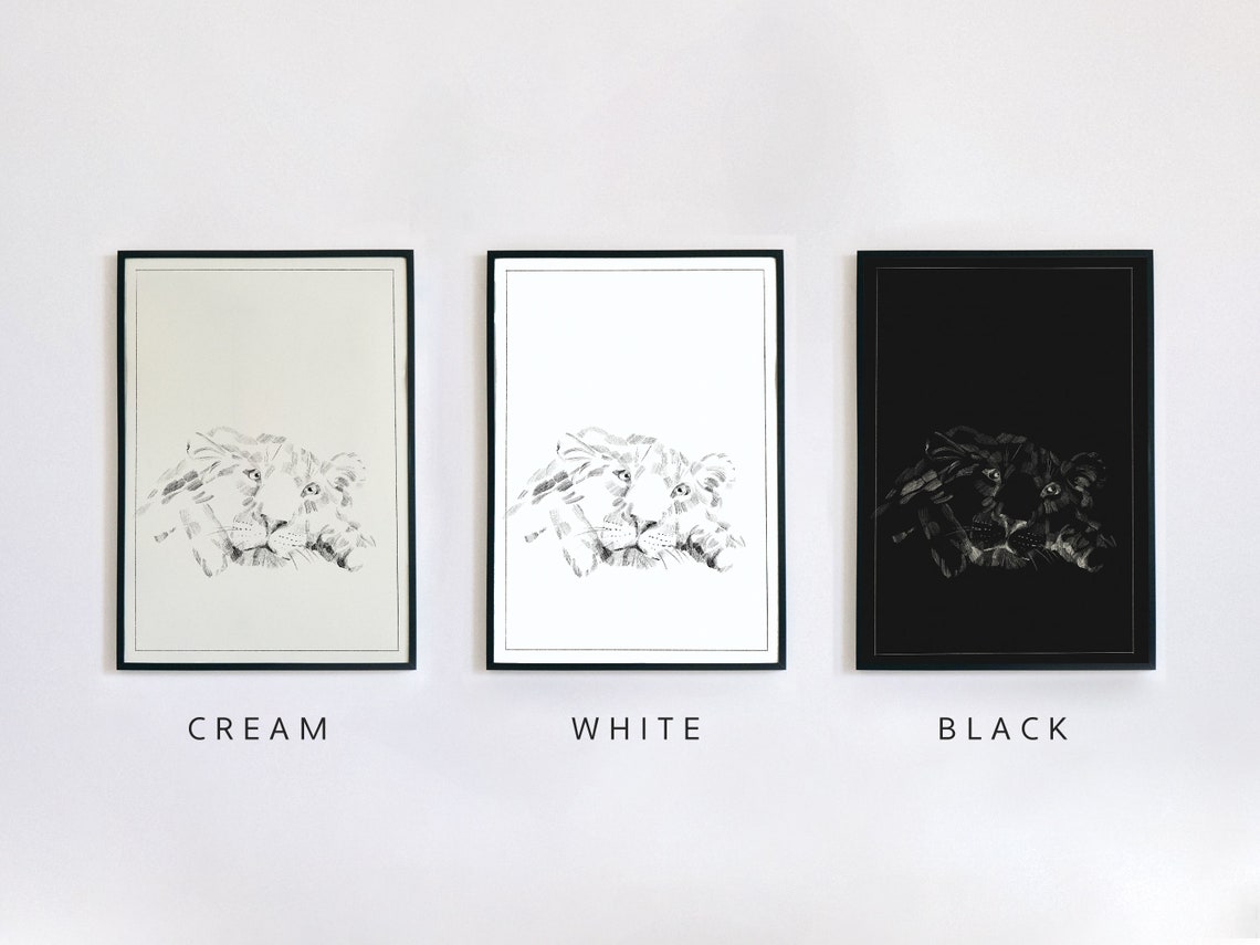 Lion Graphite Sketch Wall Art & Illustrations in Three Colors - Etsy