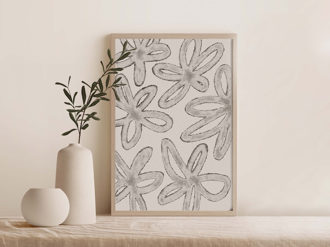 Black Abstract Flower Art Print, Black and White Abstract Art, Printable Art, Gallery Wall Art ...