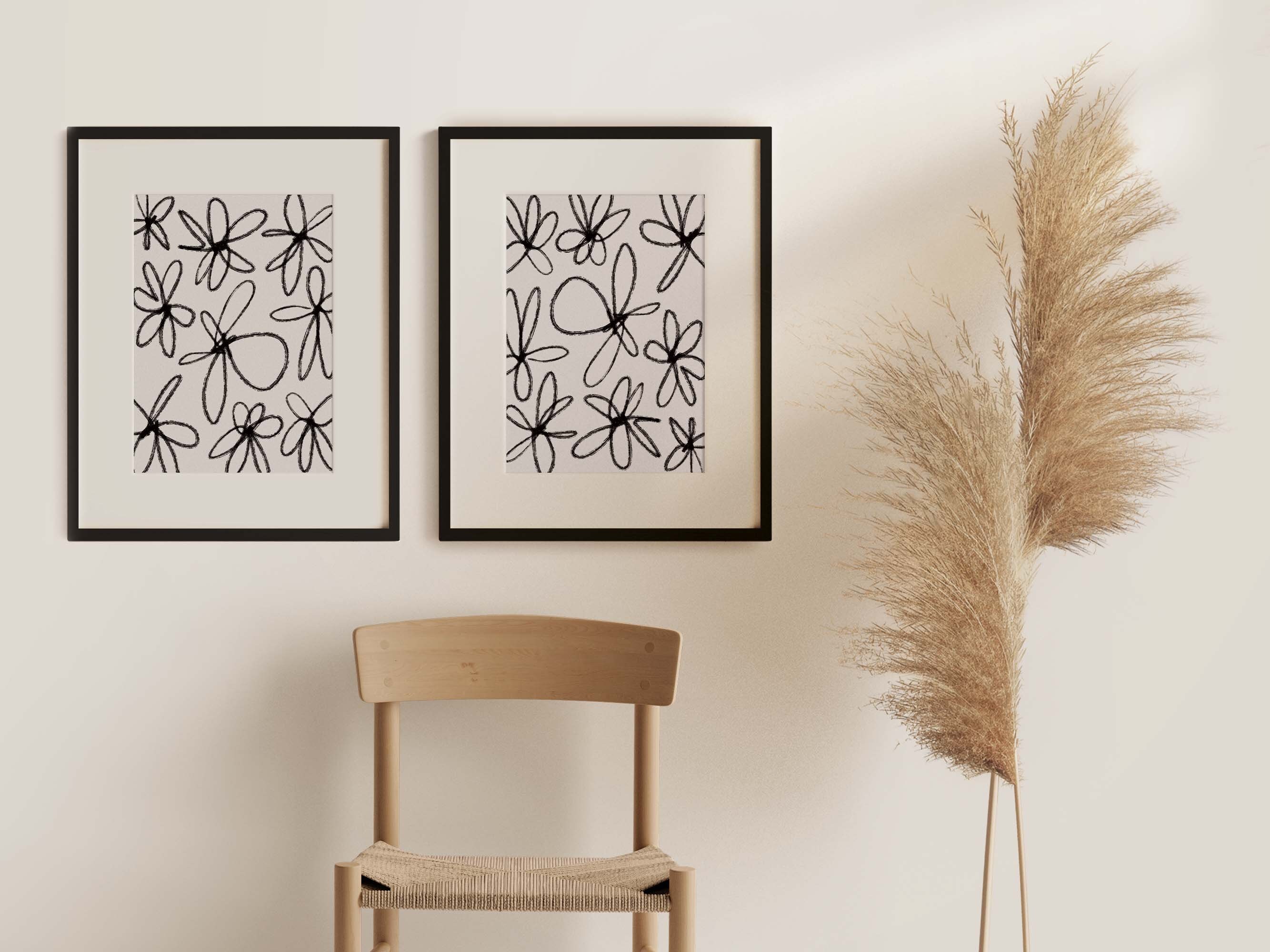 Black Abstract Flower Art Print Black and White Abstract Art - Etsy