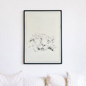 Lion Graphite Sketch Wall Art & Illustrations in Three Colors – DIGITAL ...