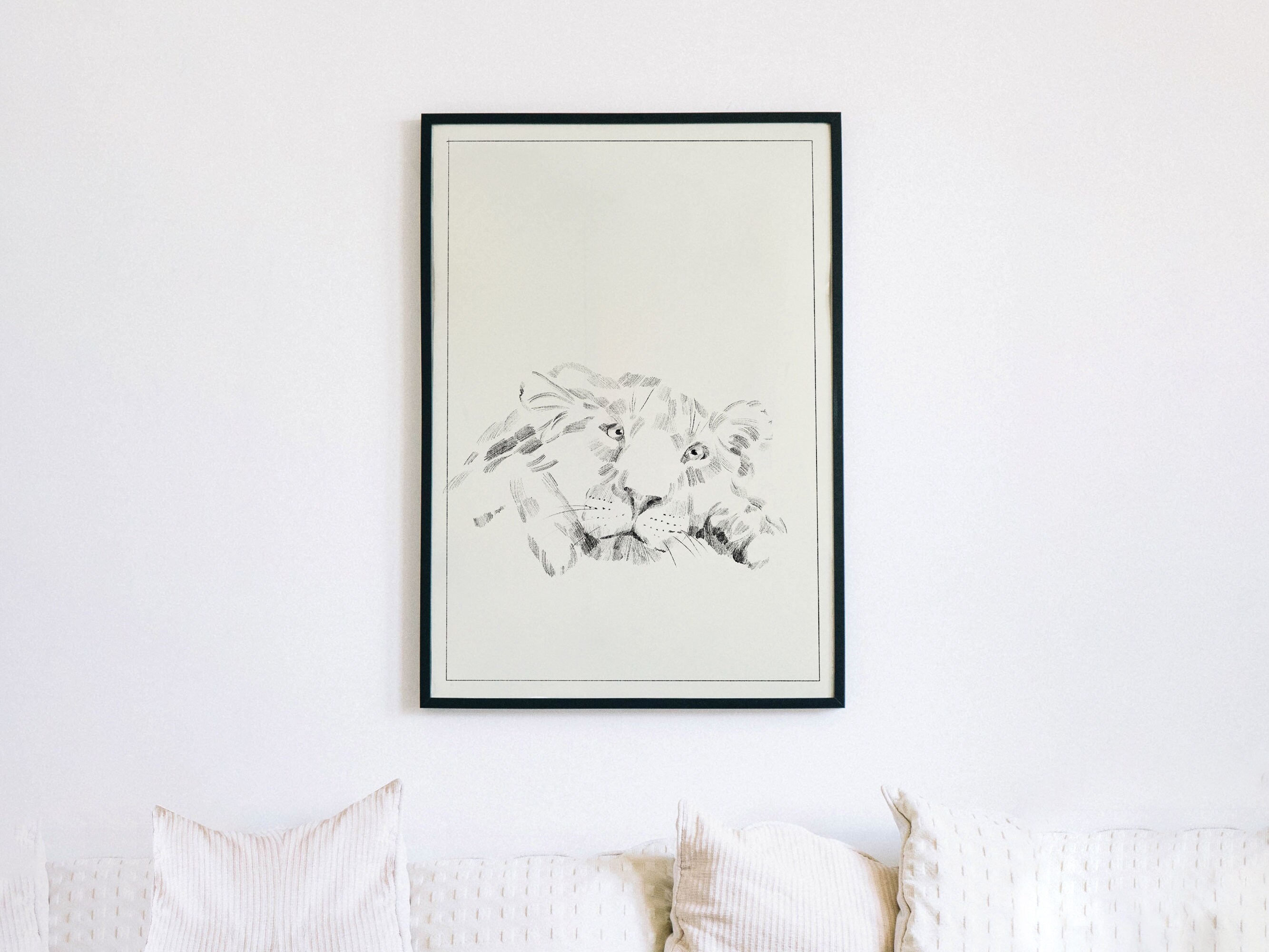 Lion Graphite Sketch Wall Art & Illustrations in Three Colors – DIGITAL ...