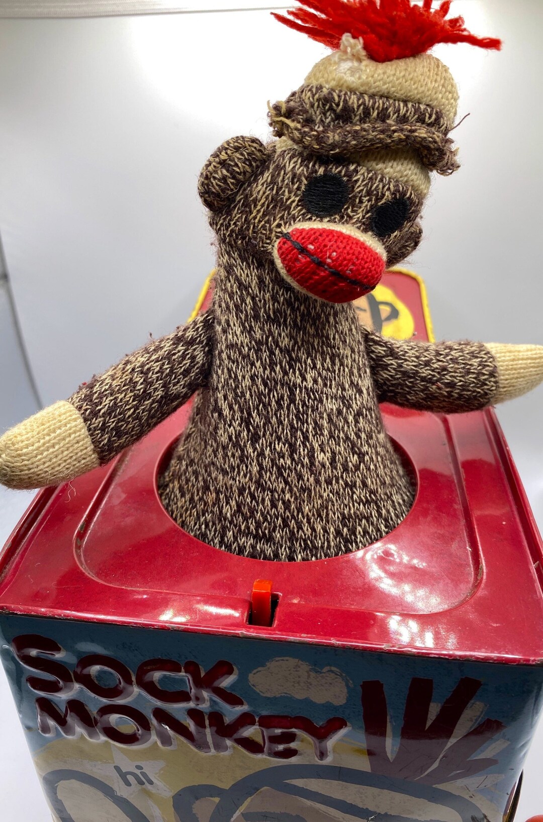 Sock Monkey Wind up Pop up Sock Monkey Pop Goes the Monkey - Etsy