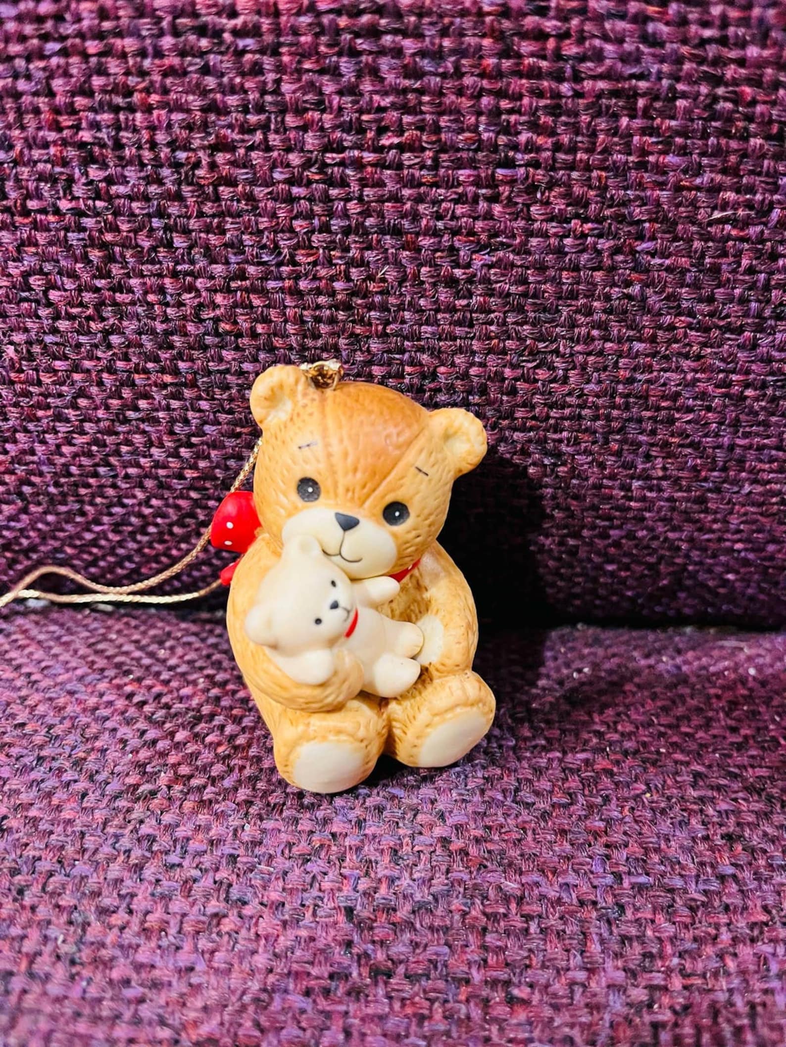 Lucy and Me Lucy Rigg Bear With Red Bow Holding Little Teddy - Etsy