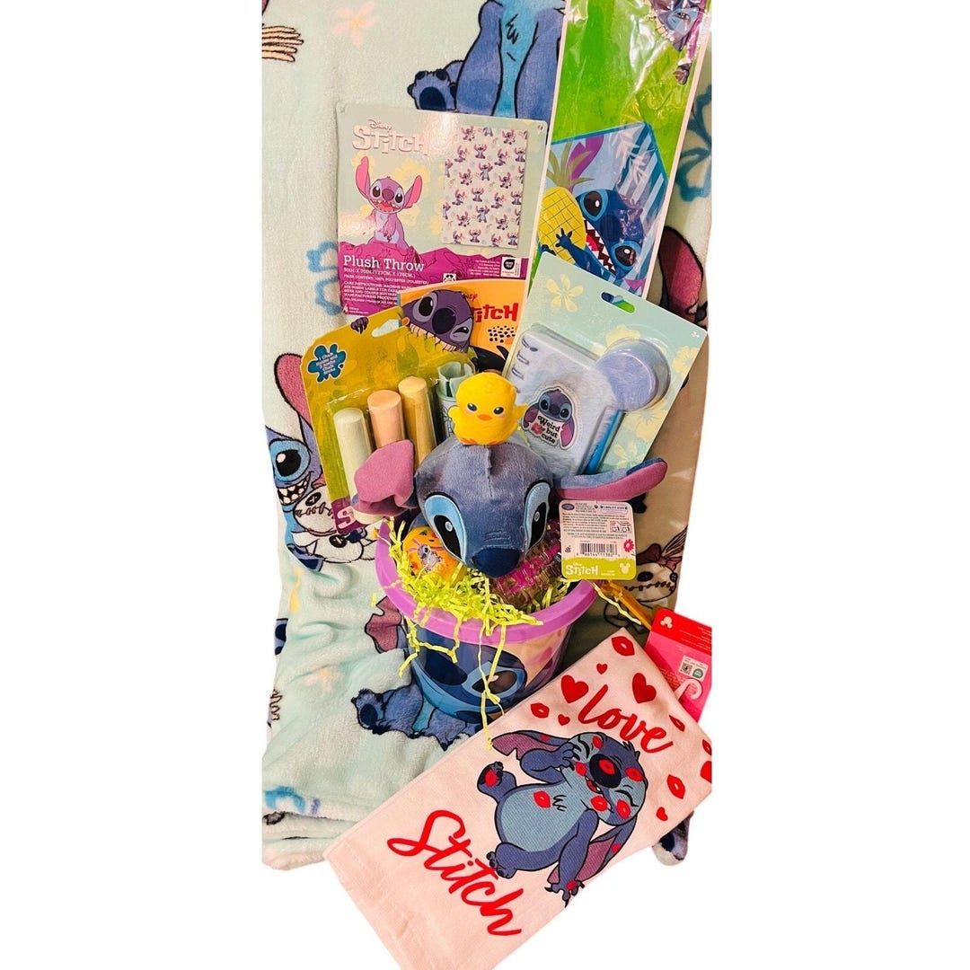 Stitch Sand Pail Bundle 50 by 70 Soft Adorable Throw , Plush With Baby ...