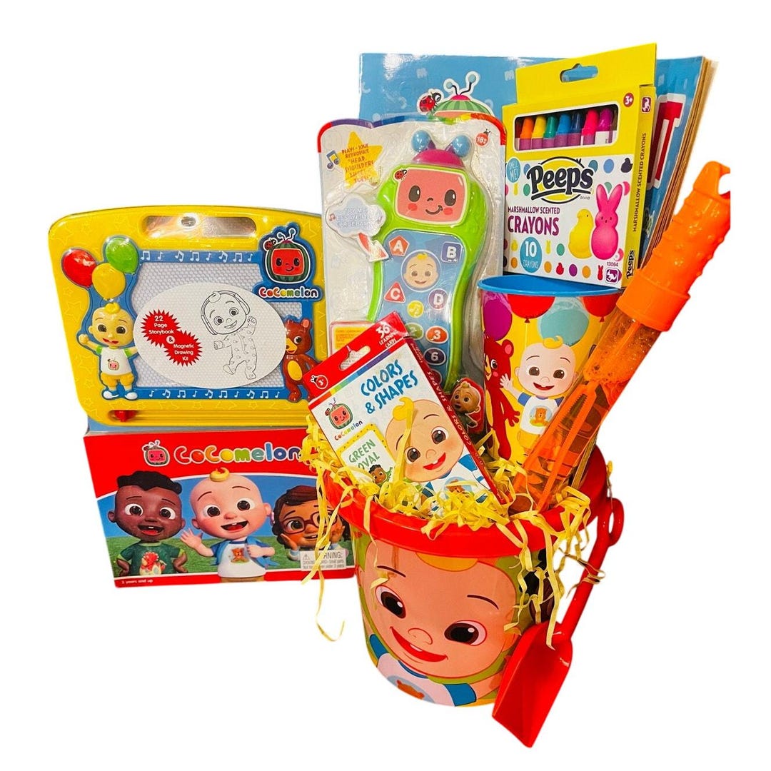 Cocomelon Gift Bundle Sand Bucket With Shovel,large Coloringbook, Peeps ...