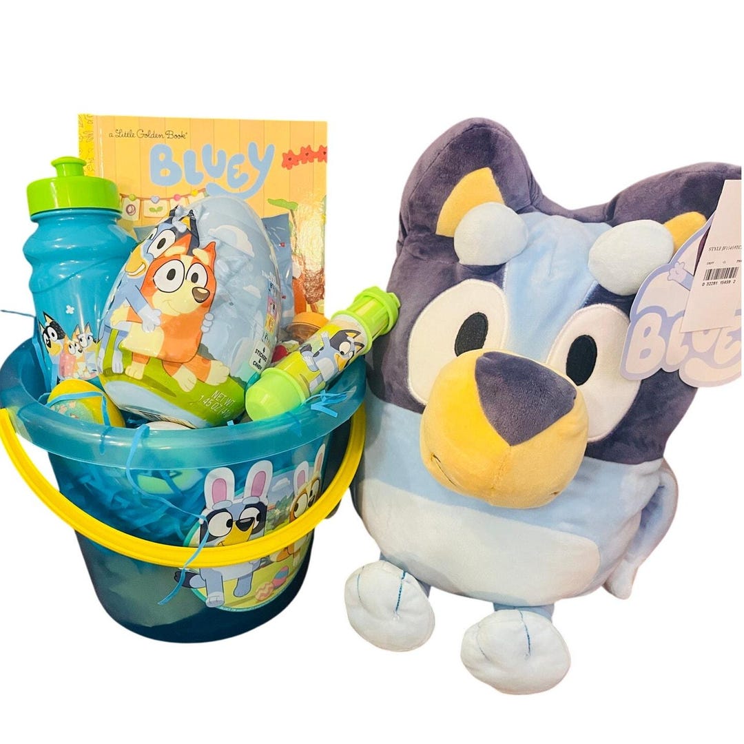 Bluey 16 Inch Large Plush Easter Basket Bundle , Bluey Book, Dippin N ...