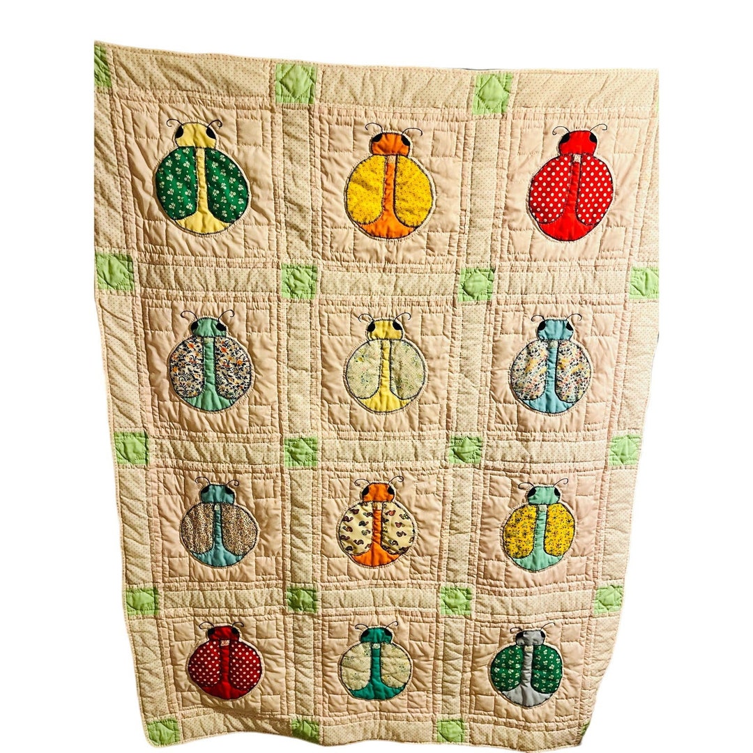 Handmade Vintage Adorable Ladybug Patchwork Quilt - Etsy