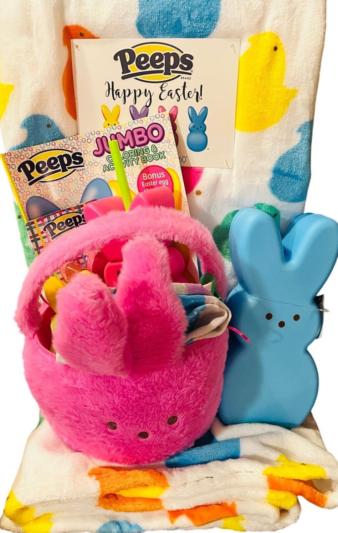 Peeps Adorable Pink Easter Basket With 50 by 60 Chick Throw ,color Book ...