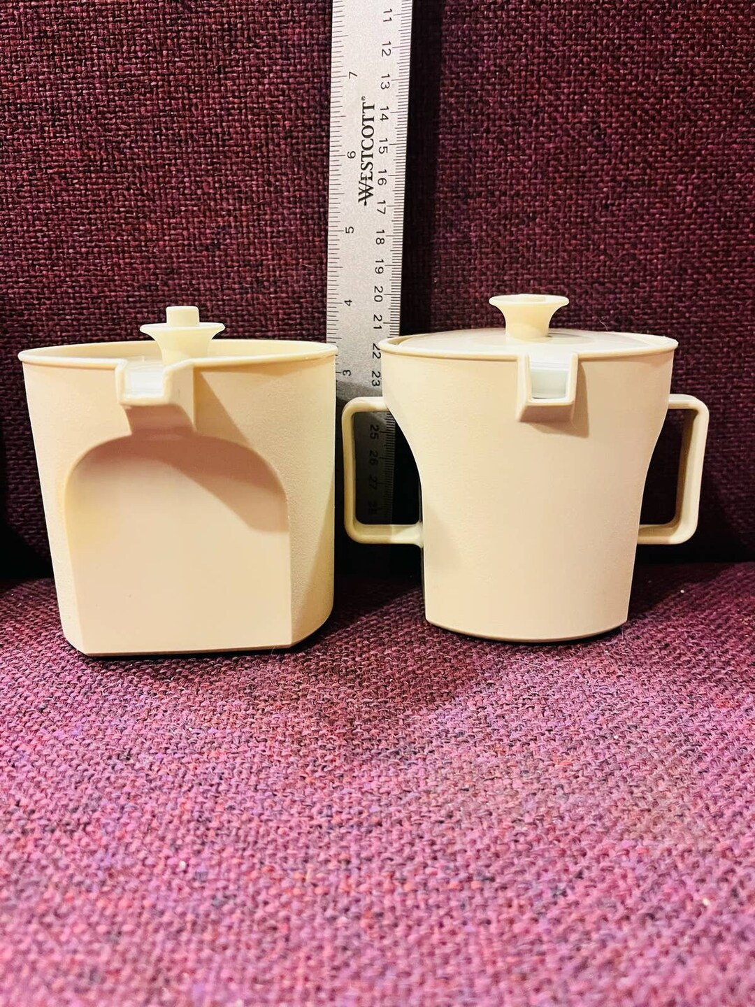 Vintage Tupperware Sugar Bowl & Creamer - Tan W/ Lid - Etsy