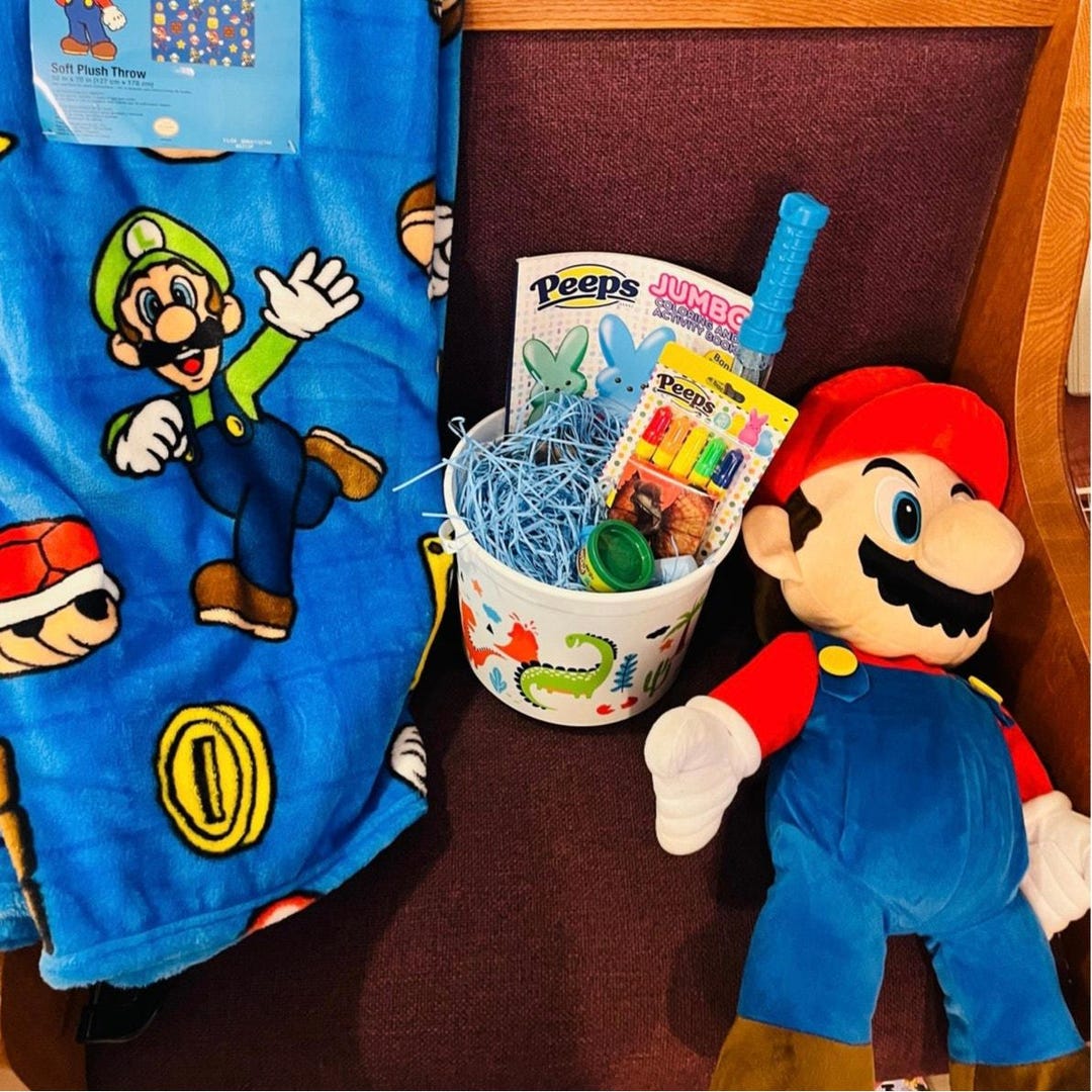 Super Mario Easter Bundle 18 in Mario Plush 50by70 Throw No Hanger,peep ...